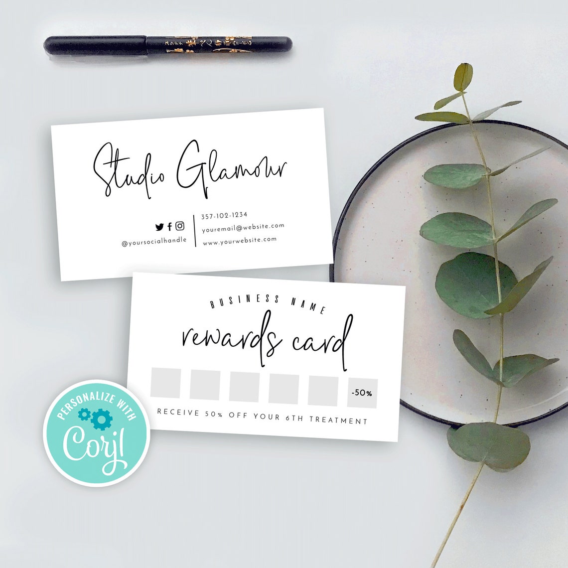 Printable Loyalty Card Design Minimalist Rewards Card | Etsy