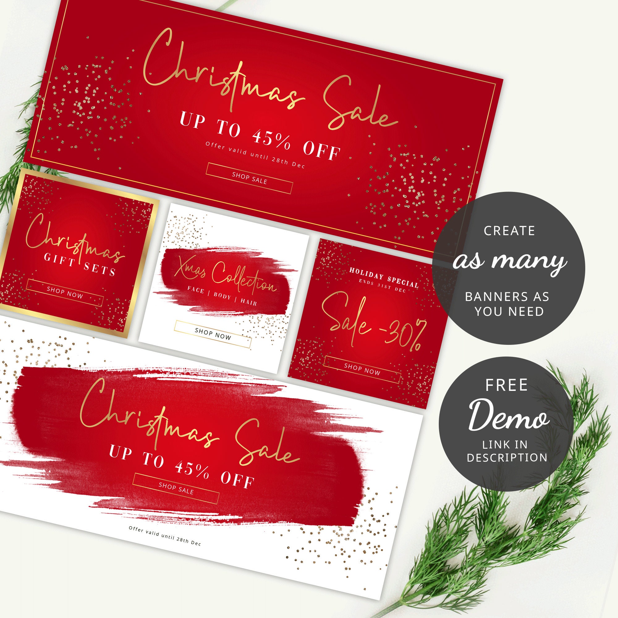 Christmas Website Banner Template Editable Holiday Web - Etsy