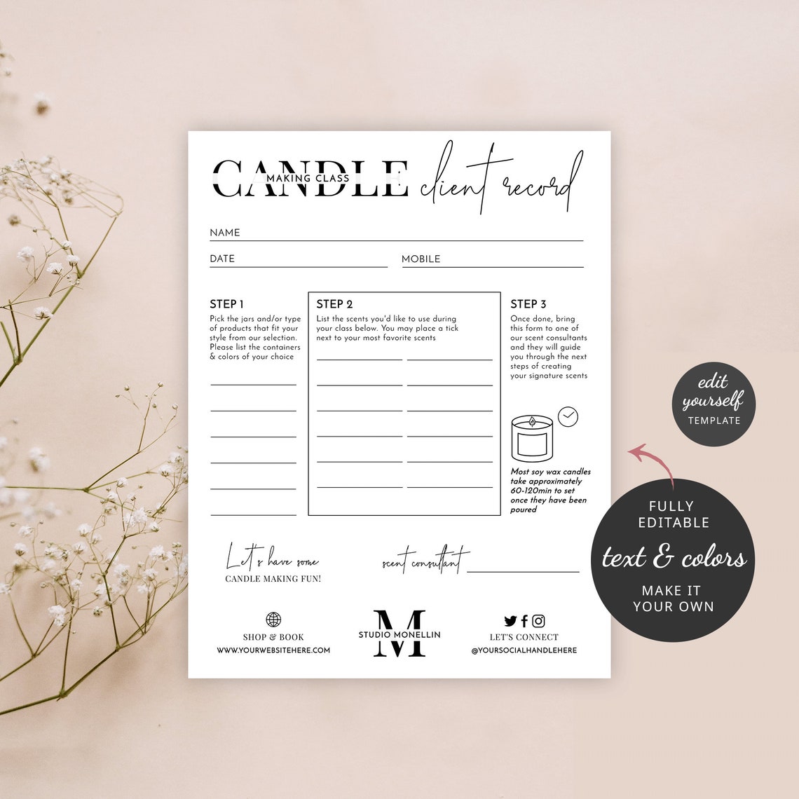 Candle Class Customer Form Template, Candle Making Course Client ...