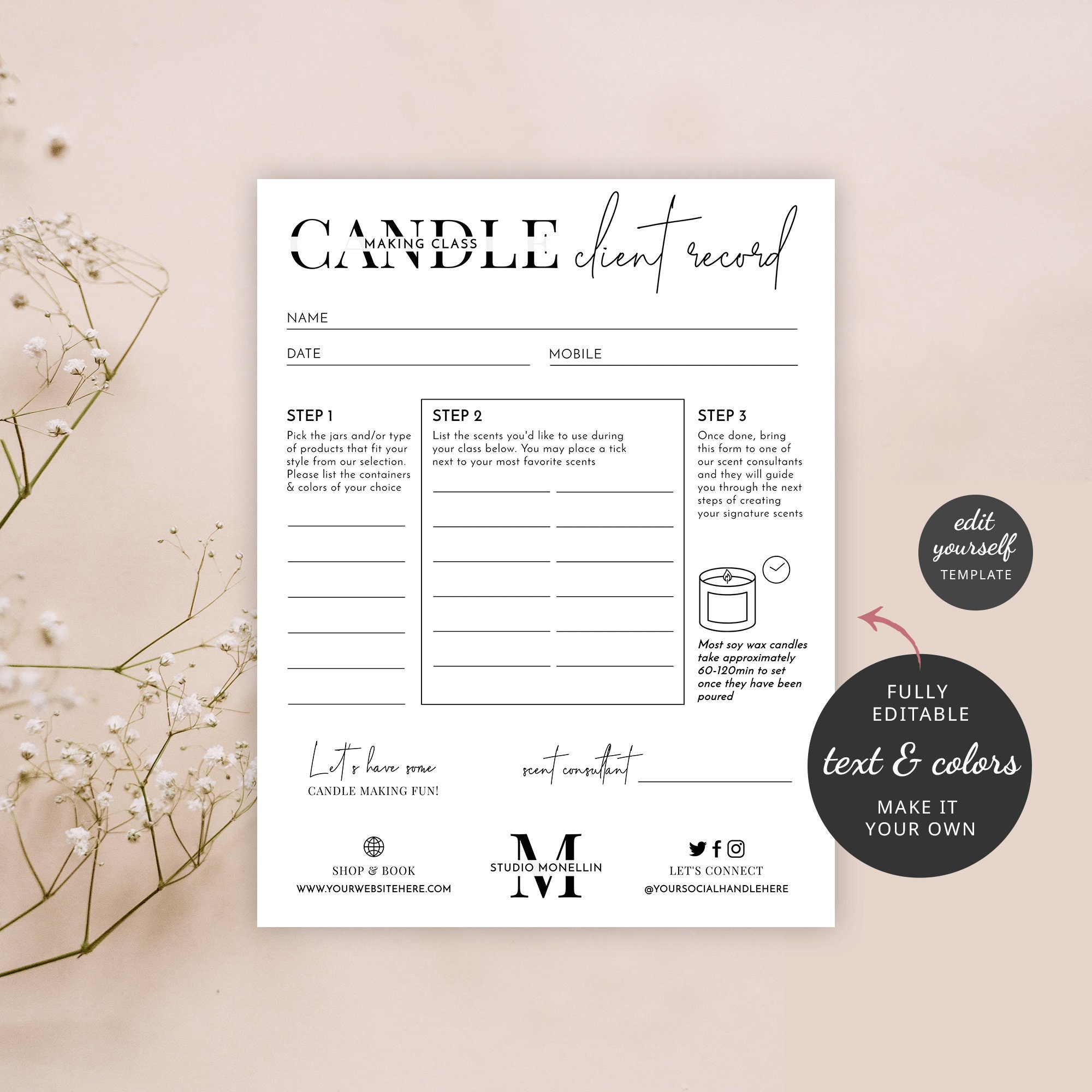 Candle Class Customer Form Template Candle Making Course - Etsy Australia