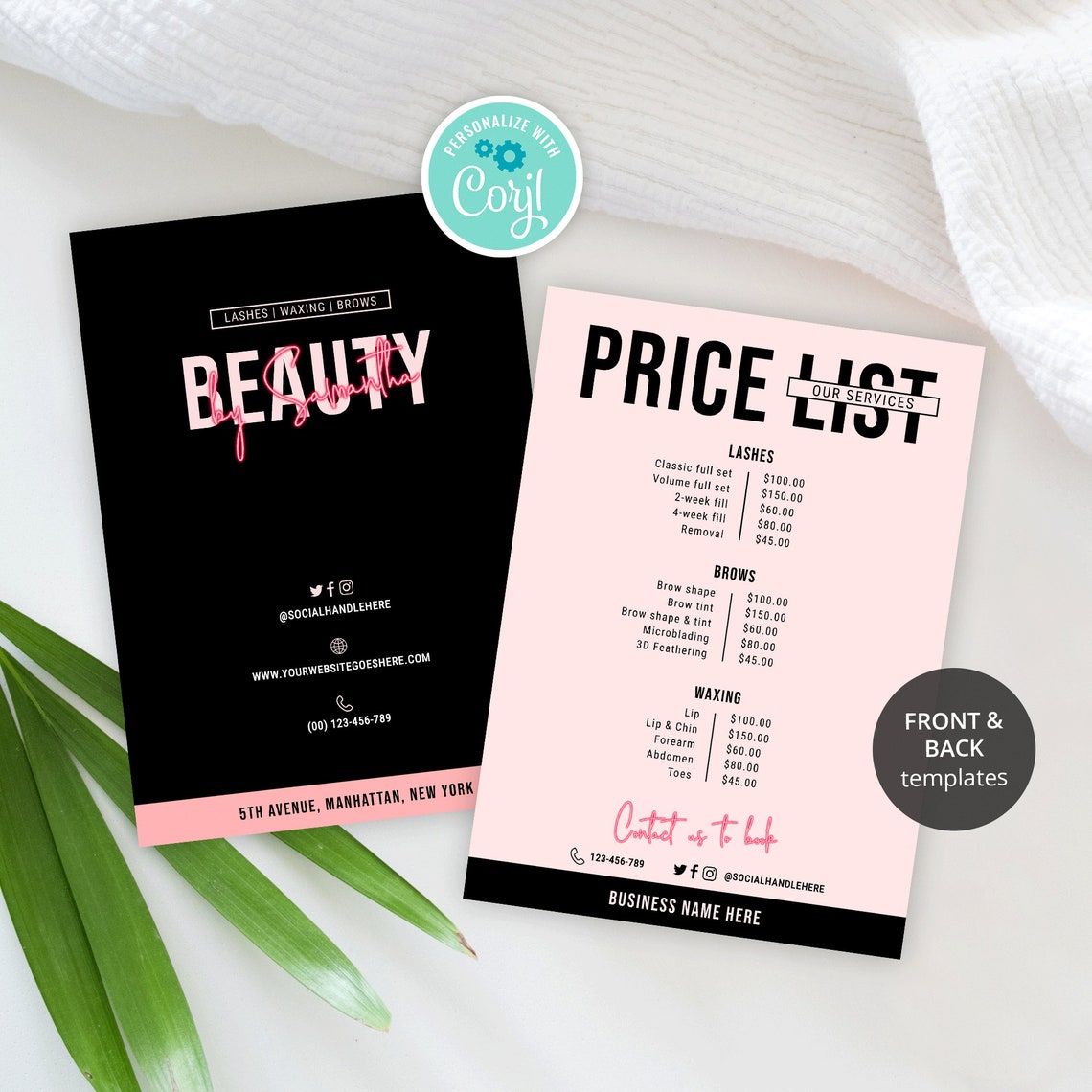 Neon Pink Business Price List DIY Pricing Template Printable - Etsy