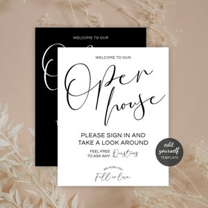 Minimalist Open House Welcome Sign Template, Editable Property Open Day ...