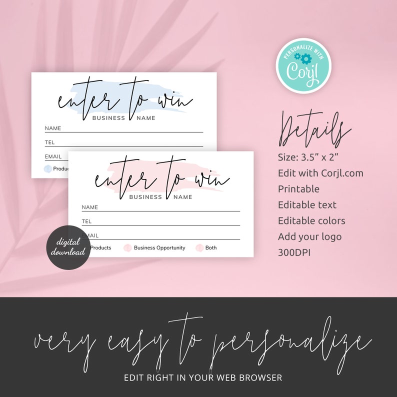 Custom Raffle Ticket Template Enter to Win Token Editable - Etsy