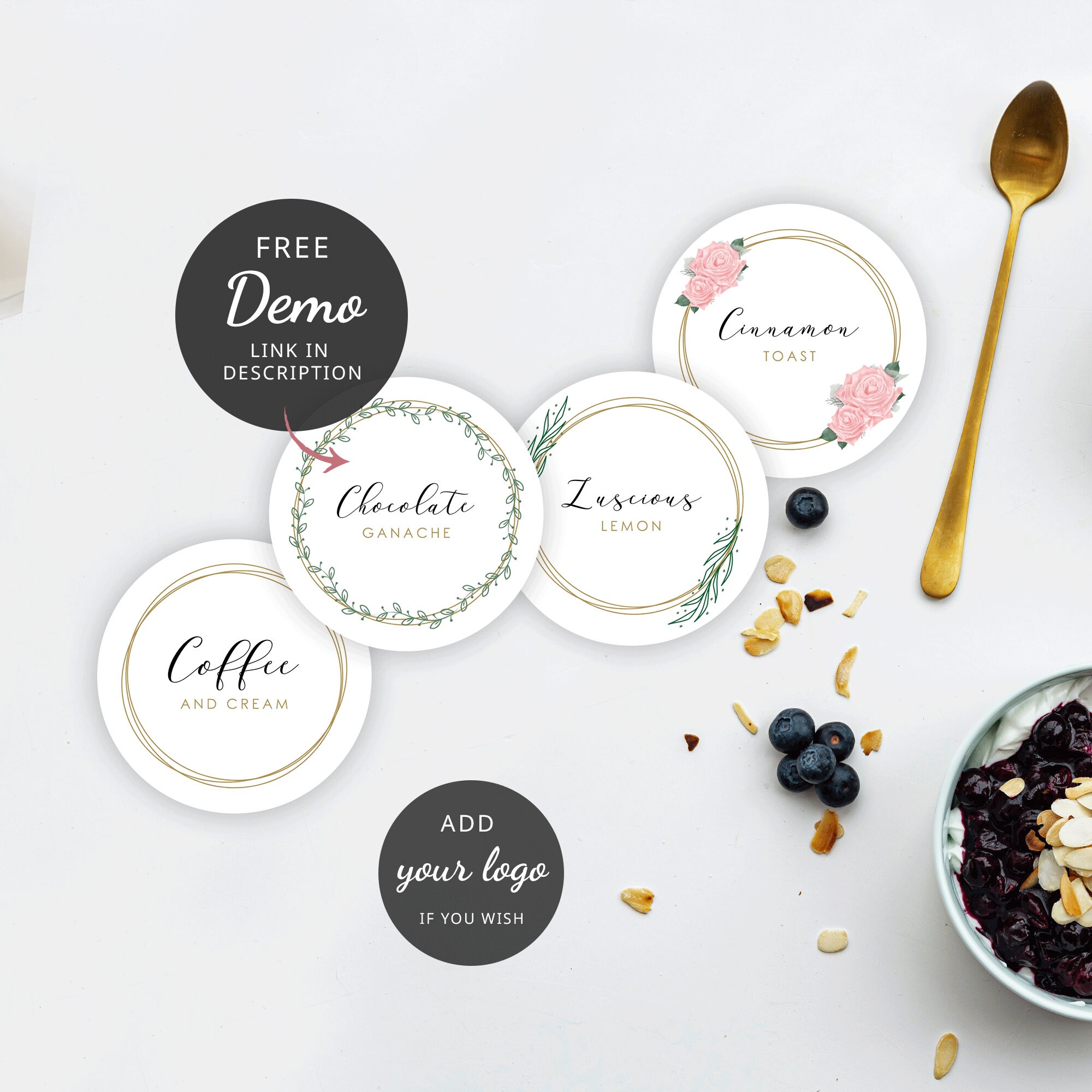 Greenery Flavor Labels Template, Floral Design Scent Labels, Editable ...