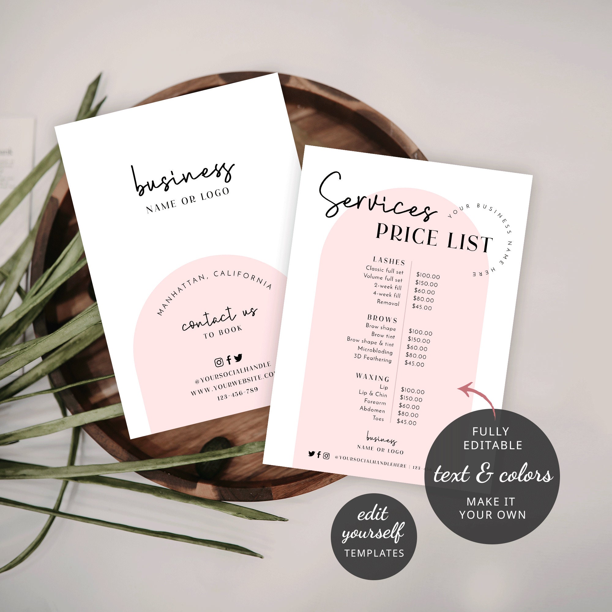 Business Price List Template Printable Price List Boho - Etsy