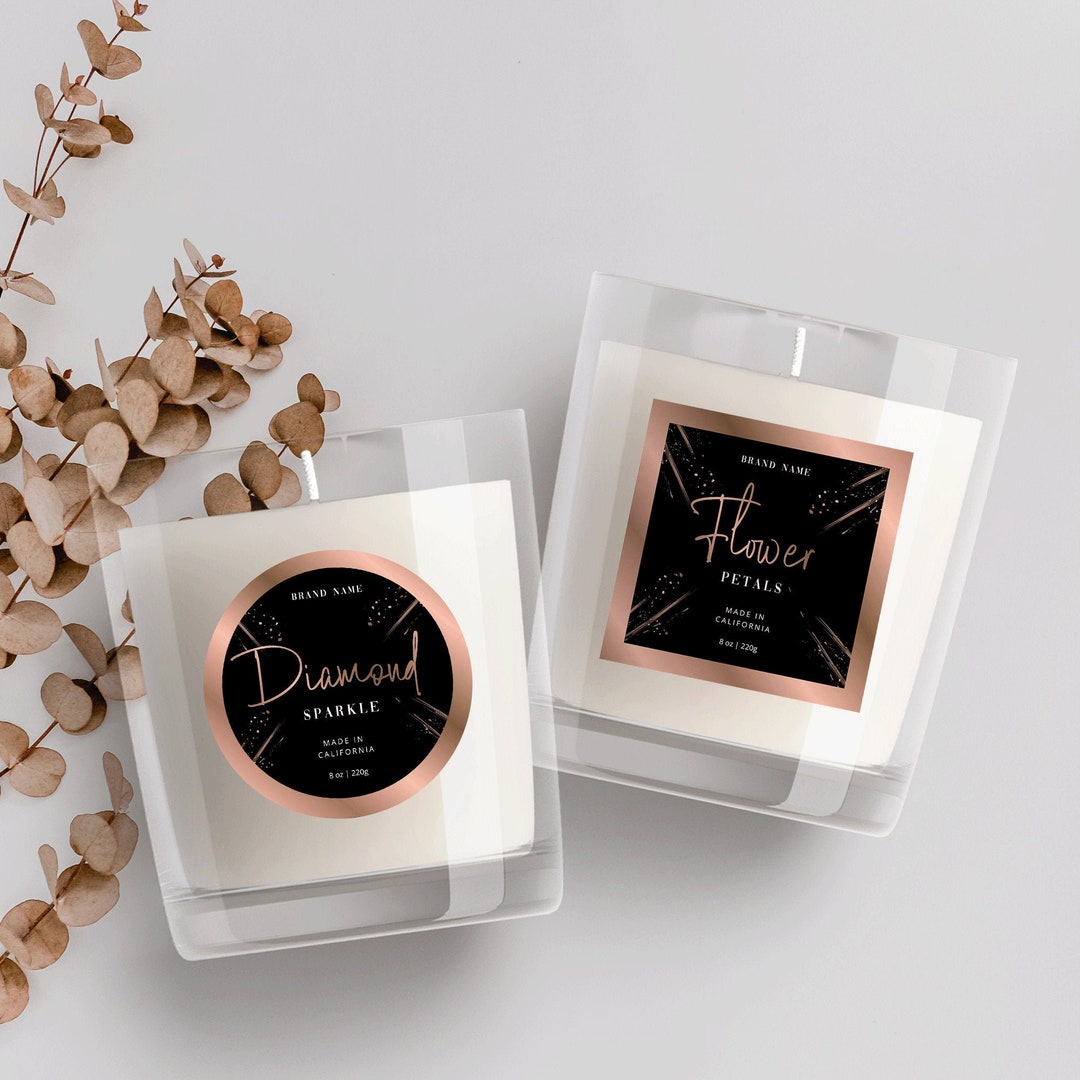 Rose Gold Effect Labels Template, Editable Circle and Square Labels ...