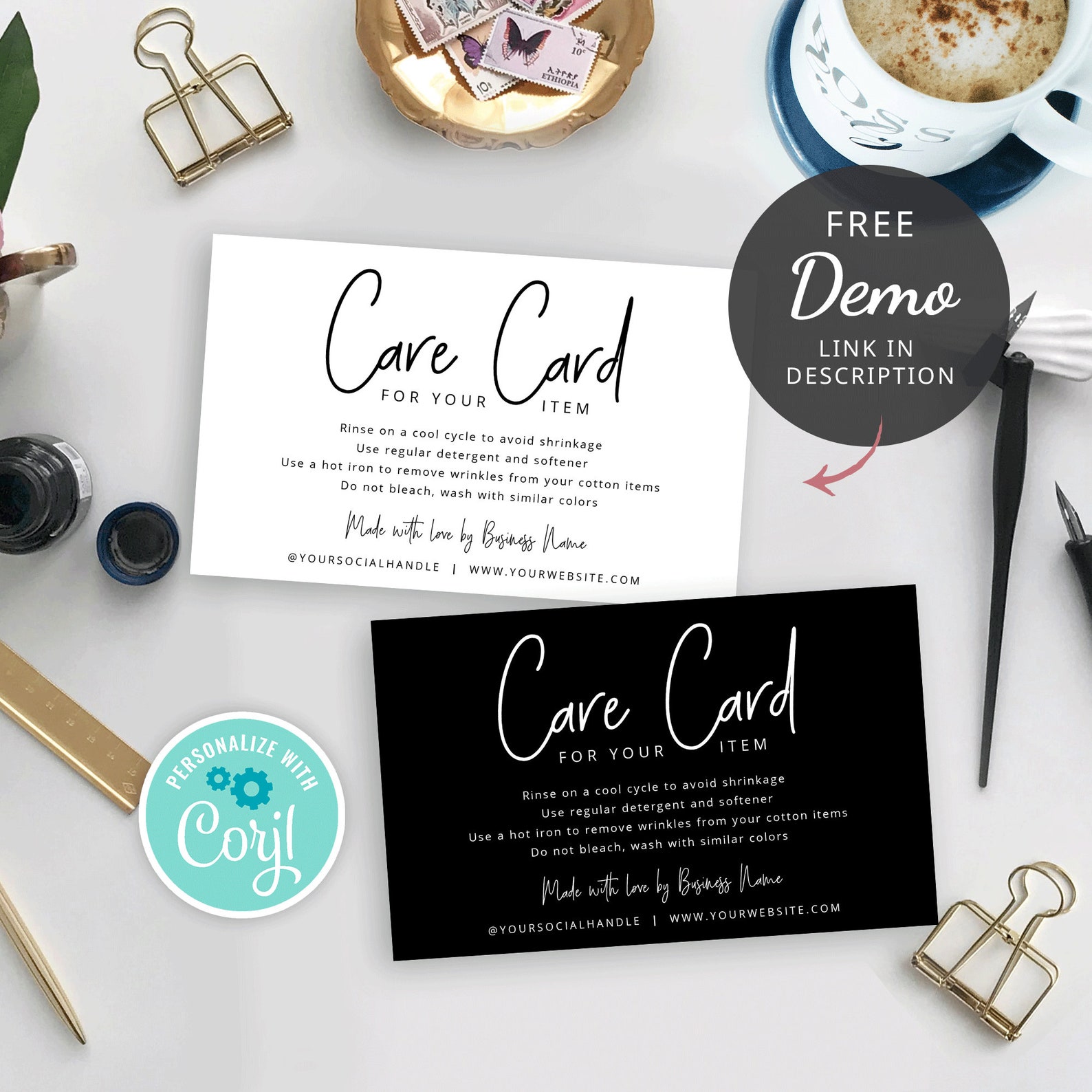 Printable Care Card Template, Customizable Care Guide Design, Washing ...