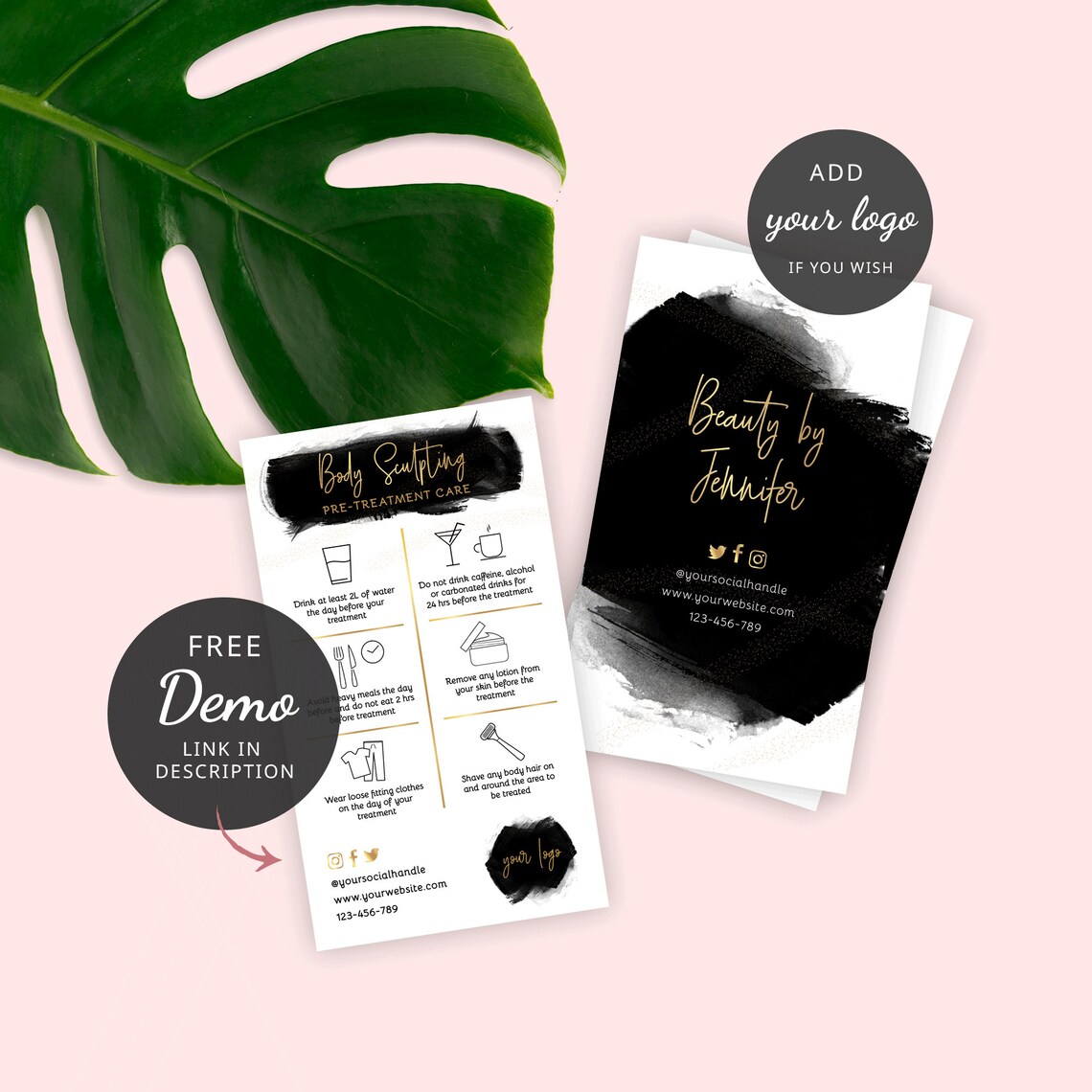 Body Sculpting Care Card Template, Editable Body Contouring Pre and ...