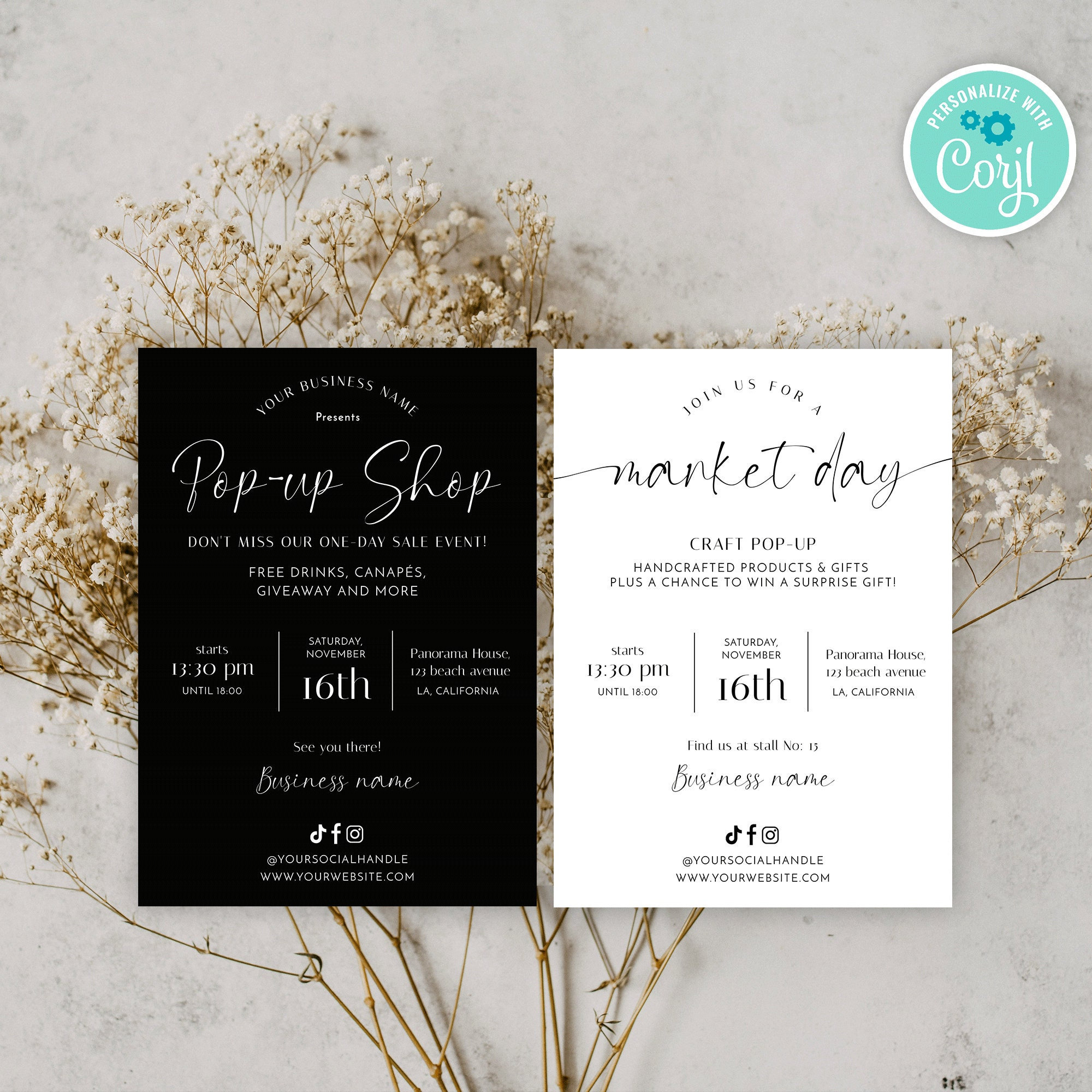 Market Day Flyer Template, Editable Pop up Shop Leaflet, Business Event ...