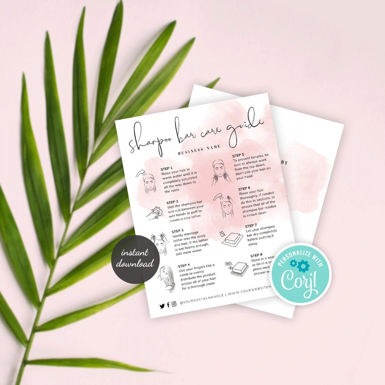 Shampoo Bar Care Card Template Editable Shampoo Bar Care | Etsy