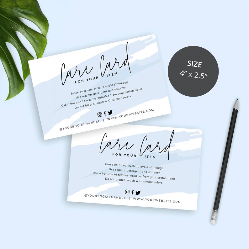 Editable Care Card Template, Care Instructions Card Design, DIY ...