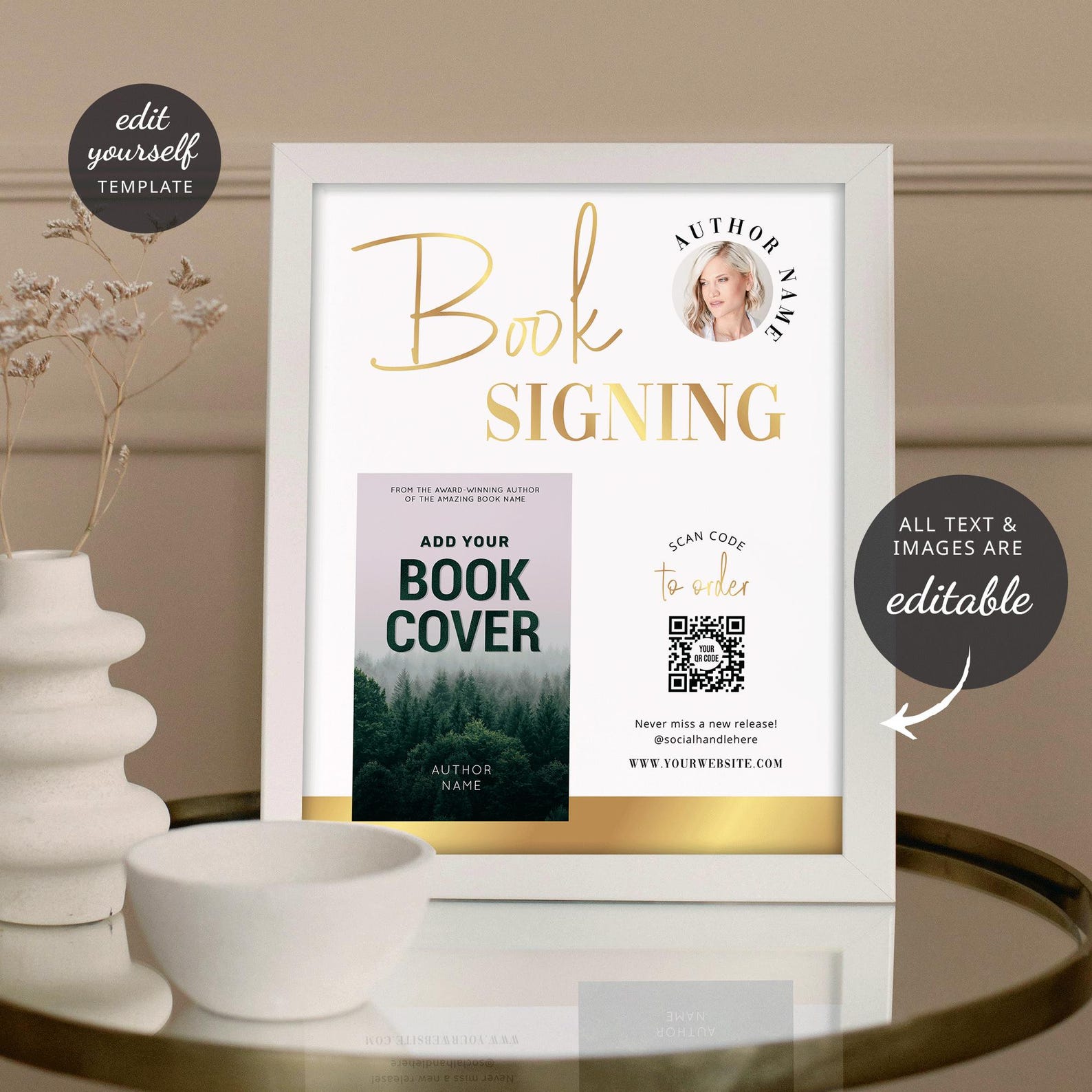 Book Launch Table Sign Template, Custom Book Signing 8x10" Poster ...
