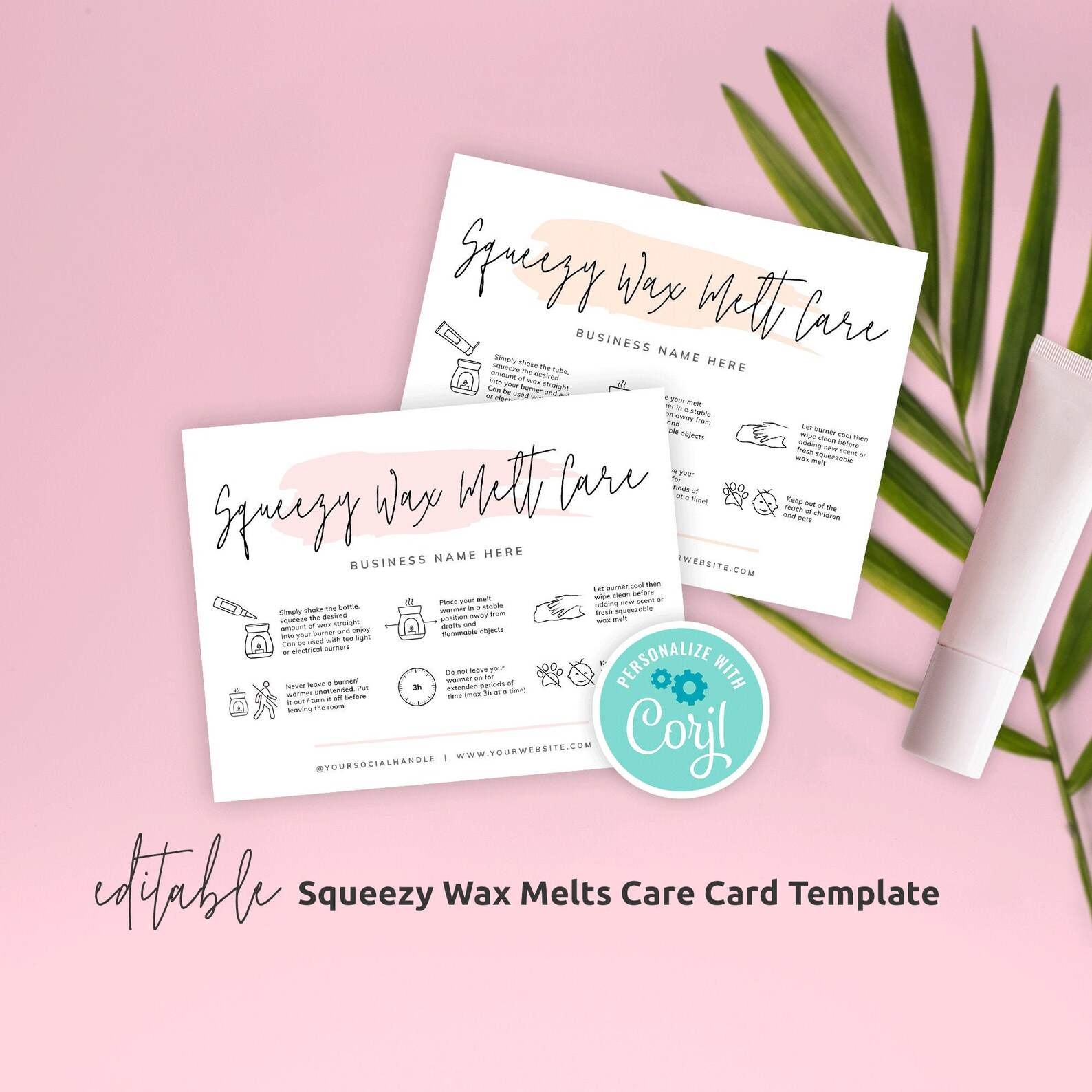 Squeezy Wax Melts Care Card Template, Squeezable Wax Melts Care Guide, Feminine Wax Melts Safety ...