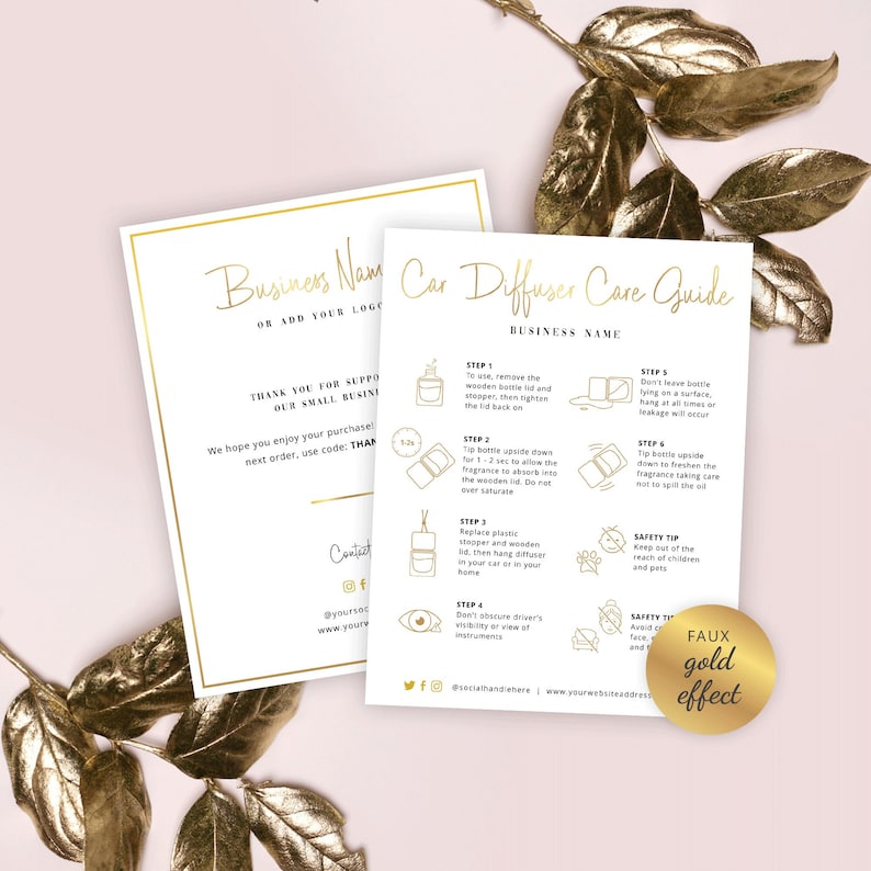 Car Bottle Diffuser Care Card Template Hanging Car Air - Etsy