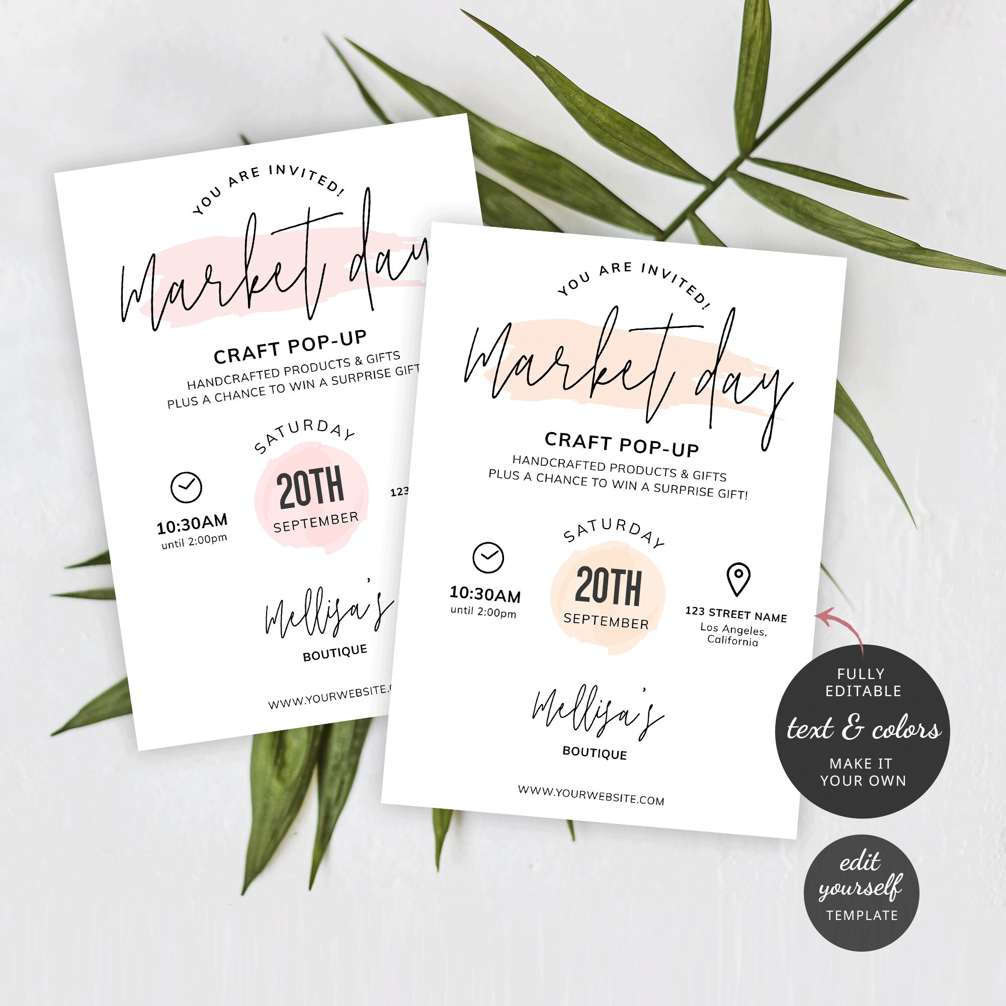 DIY Market Day Flyer Template Pop up Shop Leaflet Feminine - Etsy