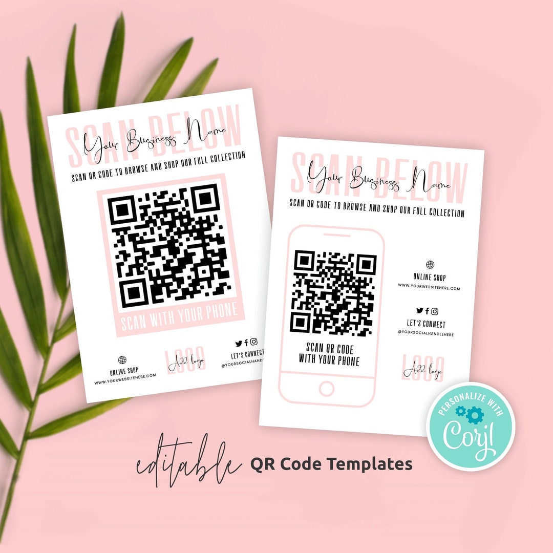 Custom QR Code Sign Design, Scan QR Code Template, Printable Scan to ... Custom QR Code Sign Design, Scan QR Code Template, Printable Scan to ...