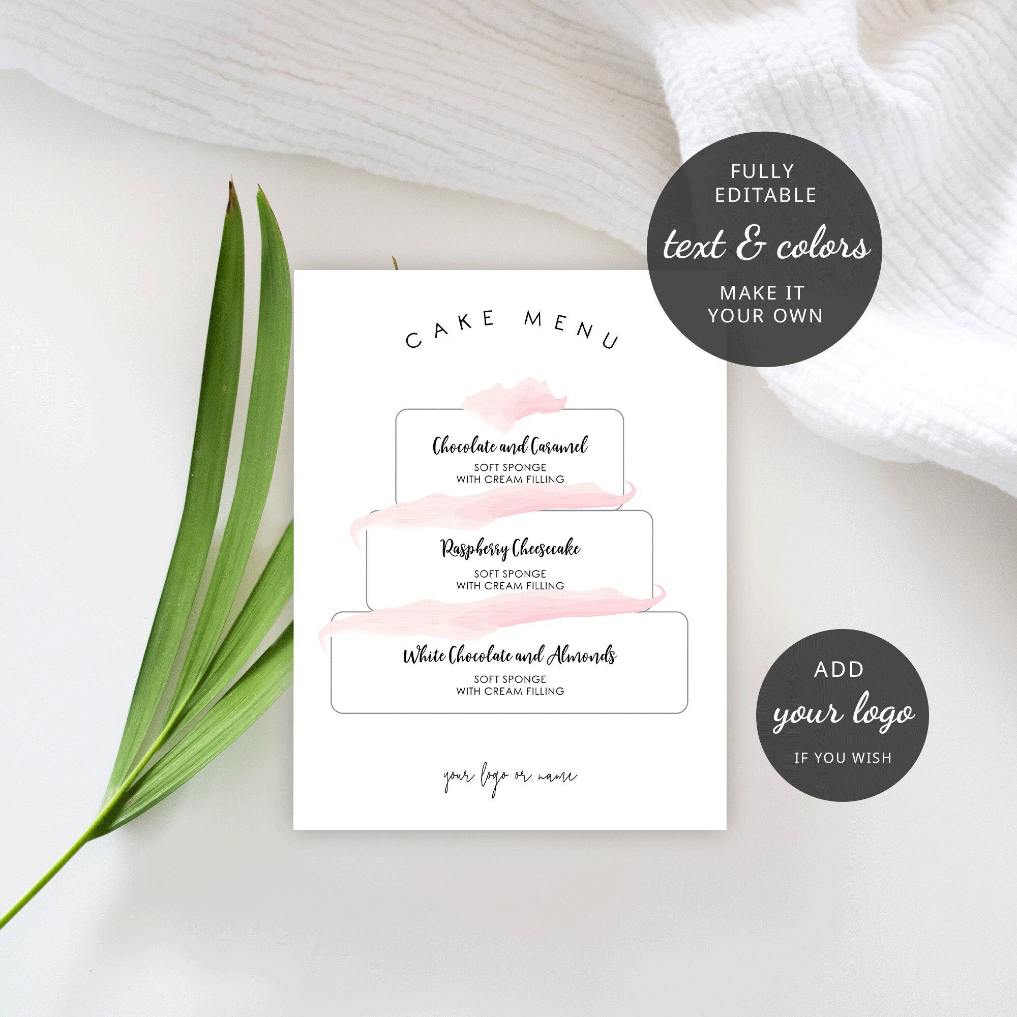 Editable Cake Flavor Sign Printable Cake Menu Template | Etsy