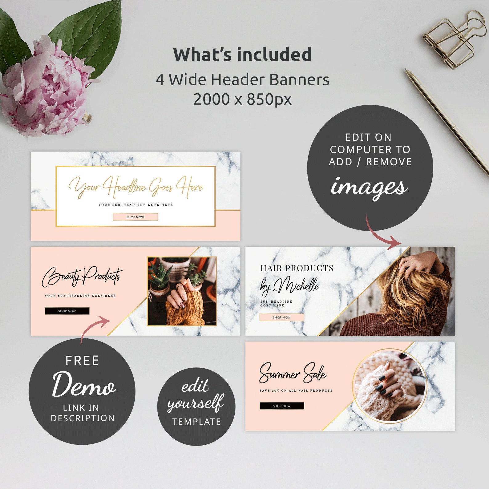 DIY Website Banners, Editable Banner Templates, Website Branding Kit ...