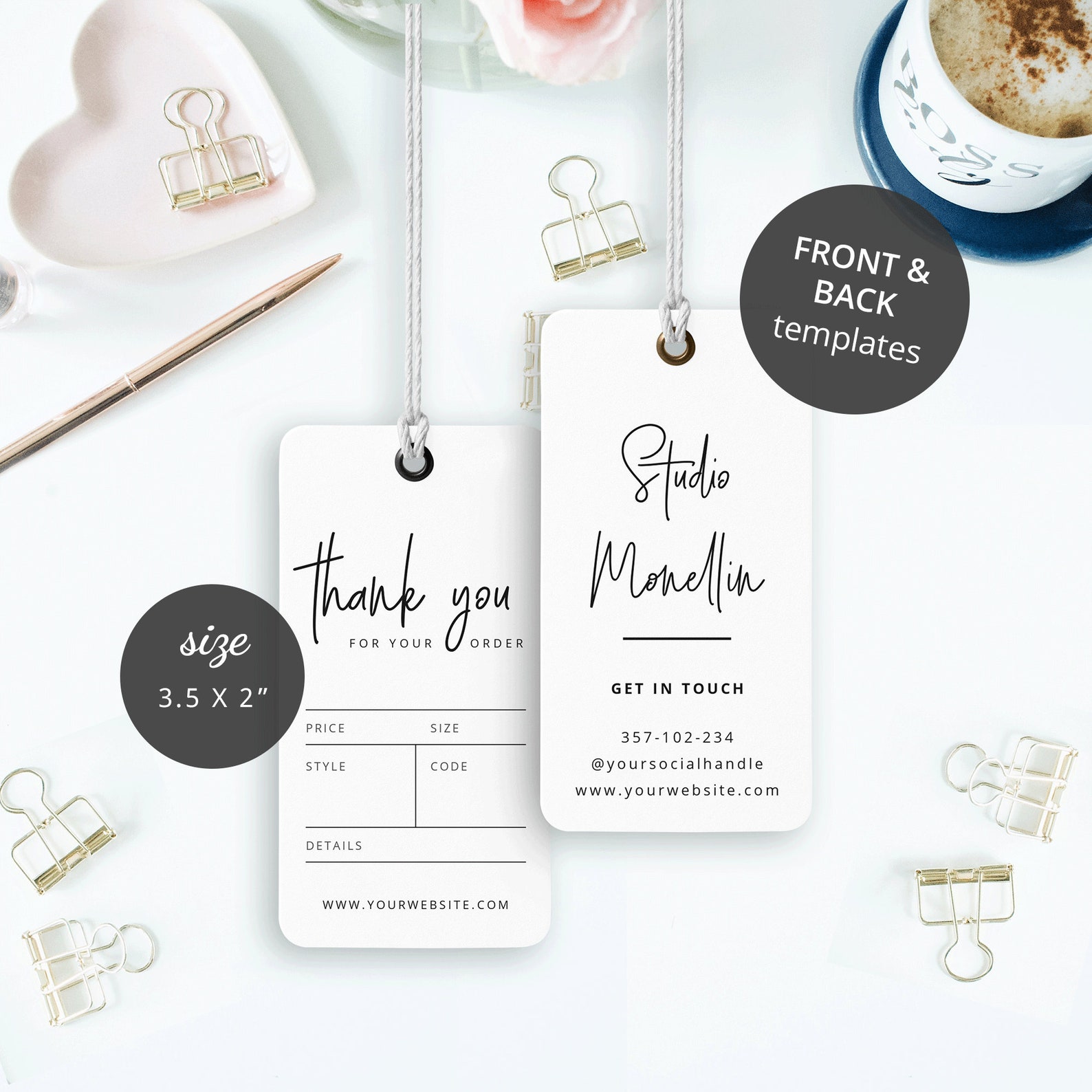 Printable Hang Tag Template Thank You Swing Tags Custom - Etsy