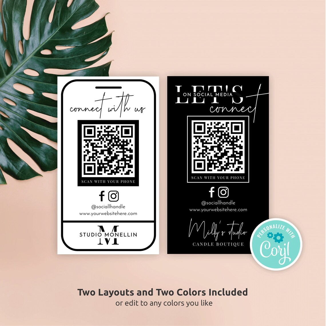 Connect With Us QR Code Business Cards Minimalist Social - Etsy