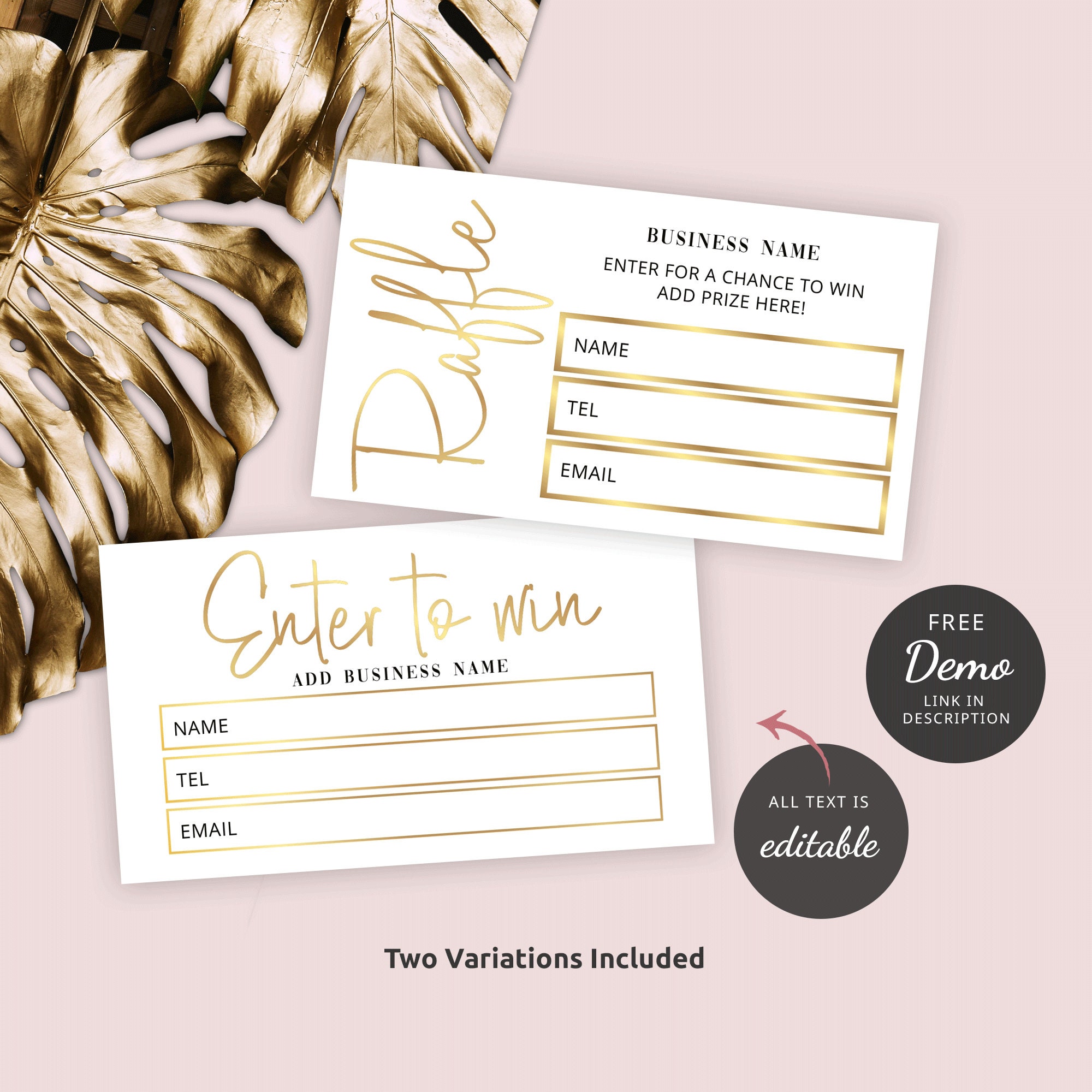 DIY Raffle Ticket Template Faux Gold Effect Enter to Win Name - Etsy