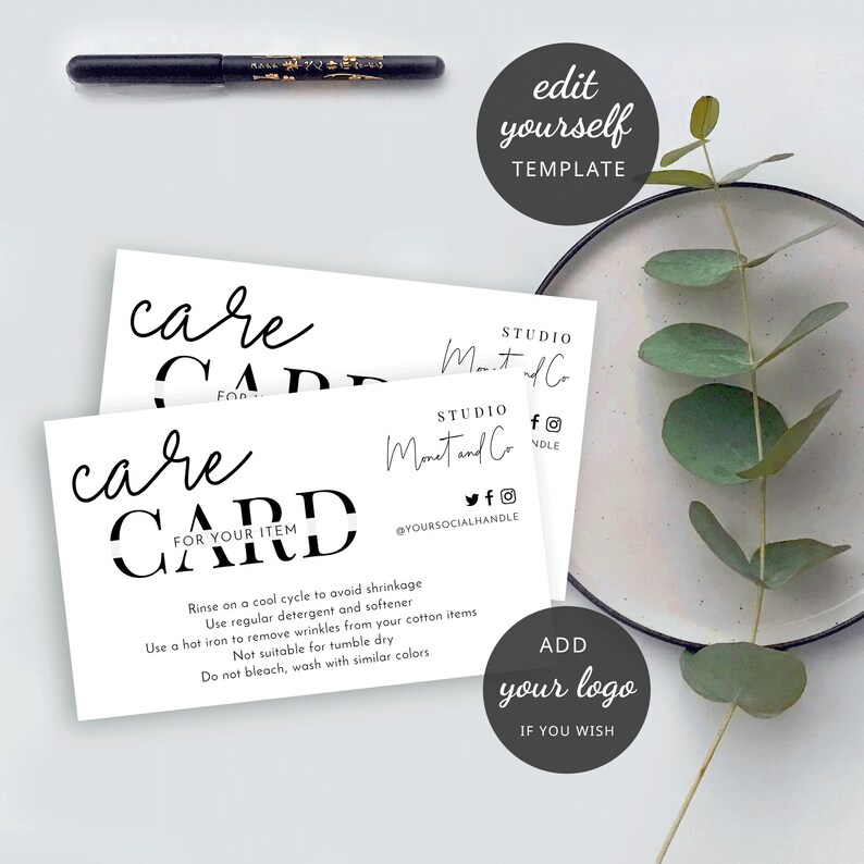 Minimalist Care Card Template Customisable Care Cards Care | Etsy
