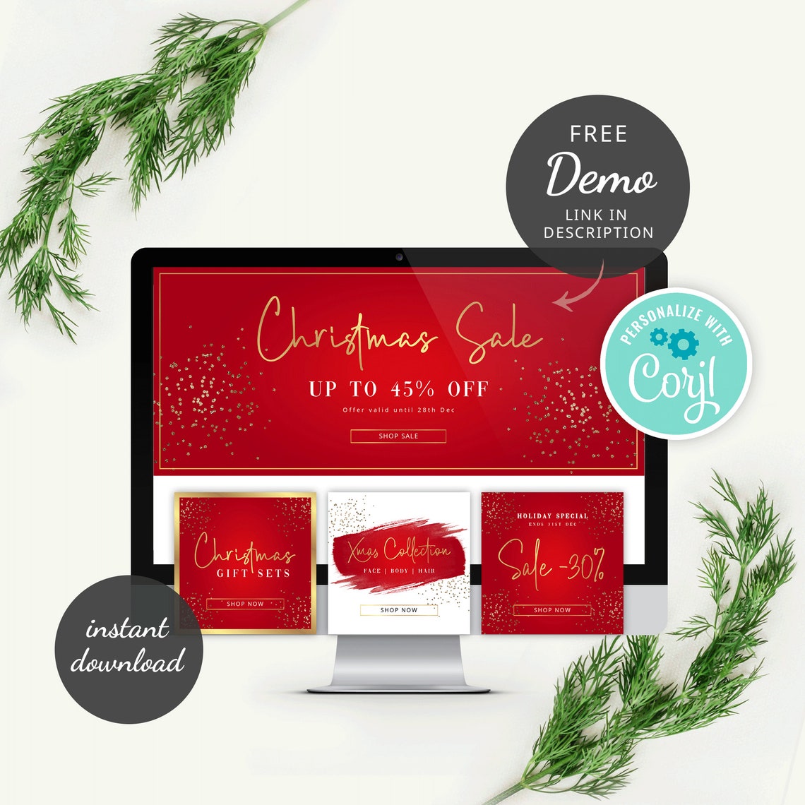 Christmas Website Banner Template Editable Holiday Web - Etsy