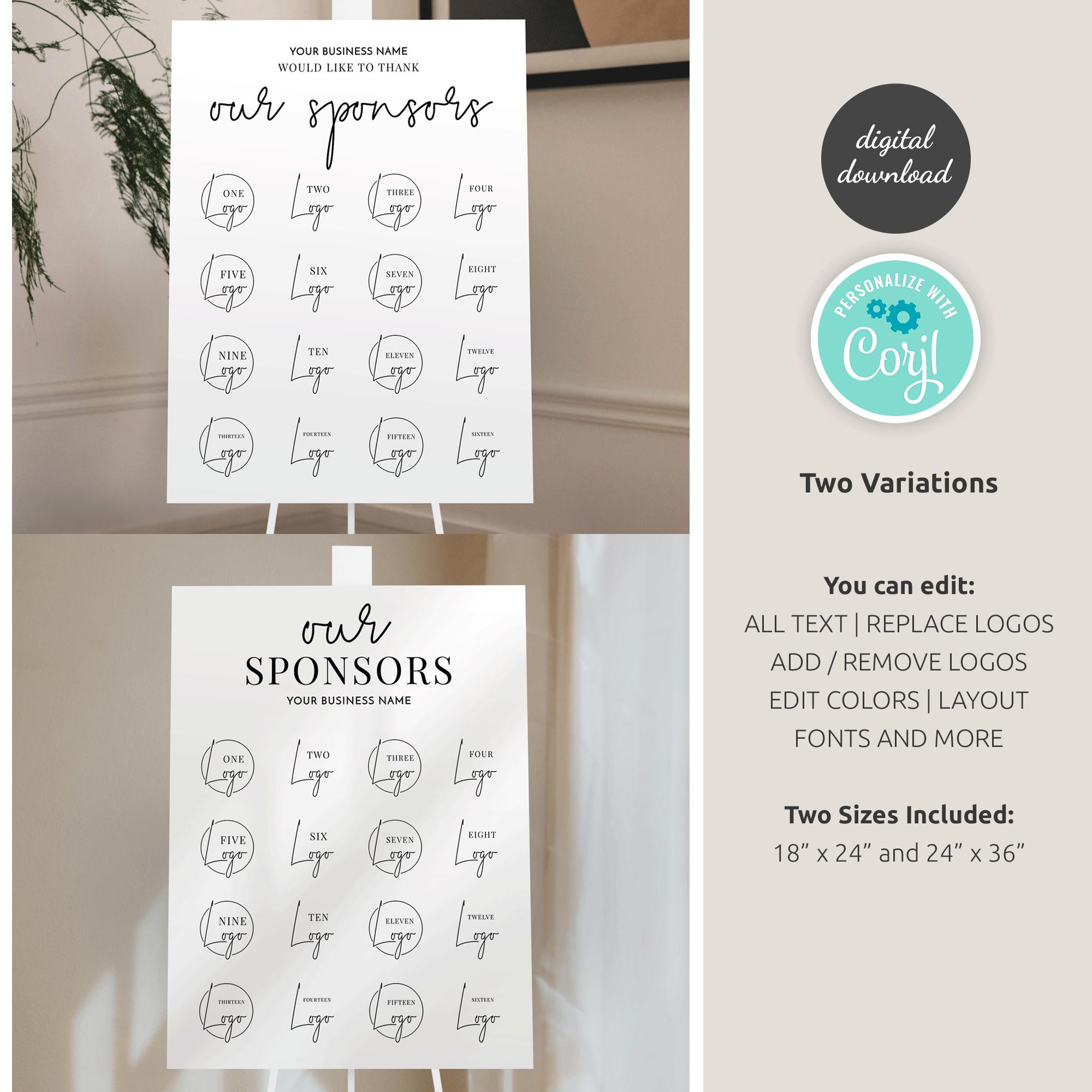 Event Sponsors Logos Sign Template, Minimalist Fundraiser Donors List ...