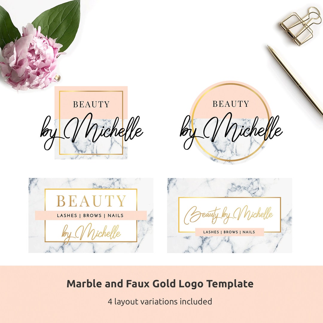 Marble Logo Template, Customizable Logo Design, Marble Gold Effect ...