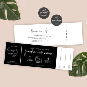 Minimalist Charity Ticket Template, Fundraiser Raffle Token Printable ...