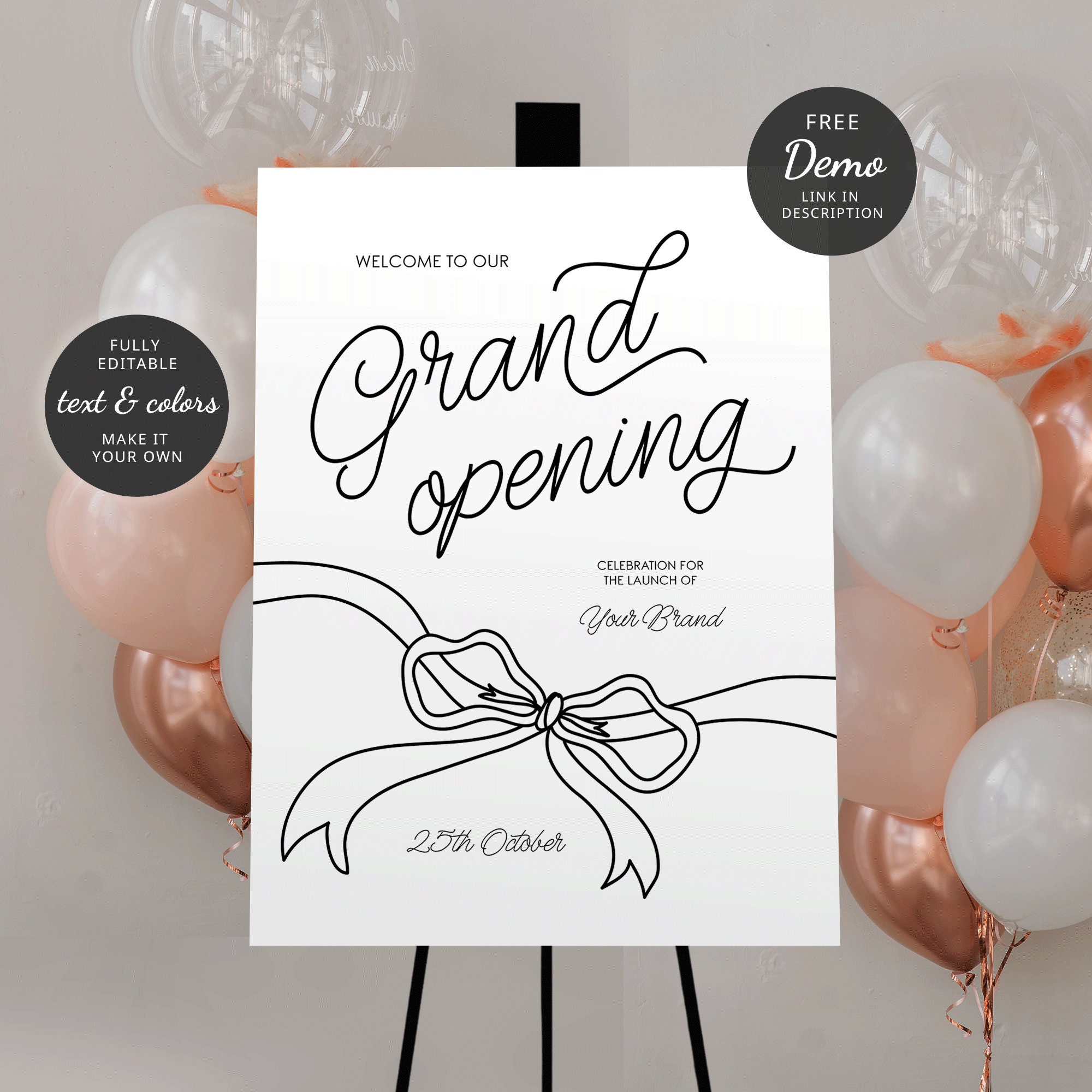 Whimsical Grand Opening Welcome Sign Template, Minimalist Business ...