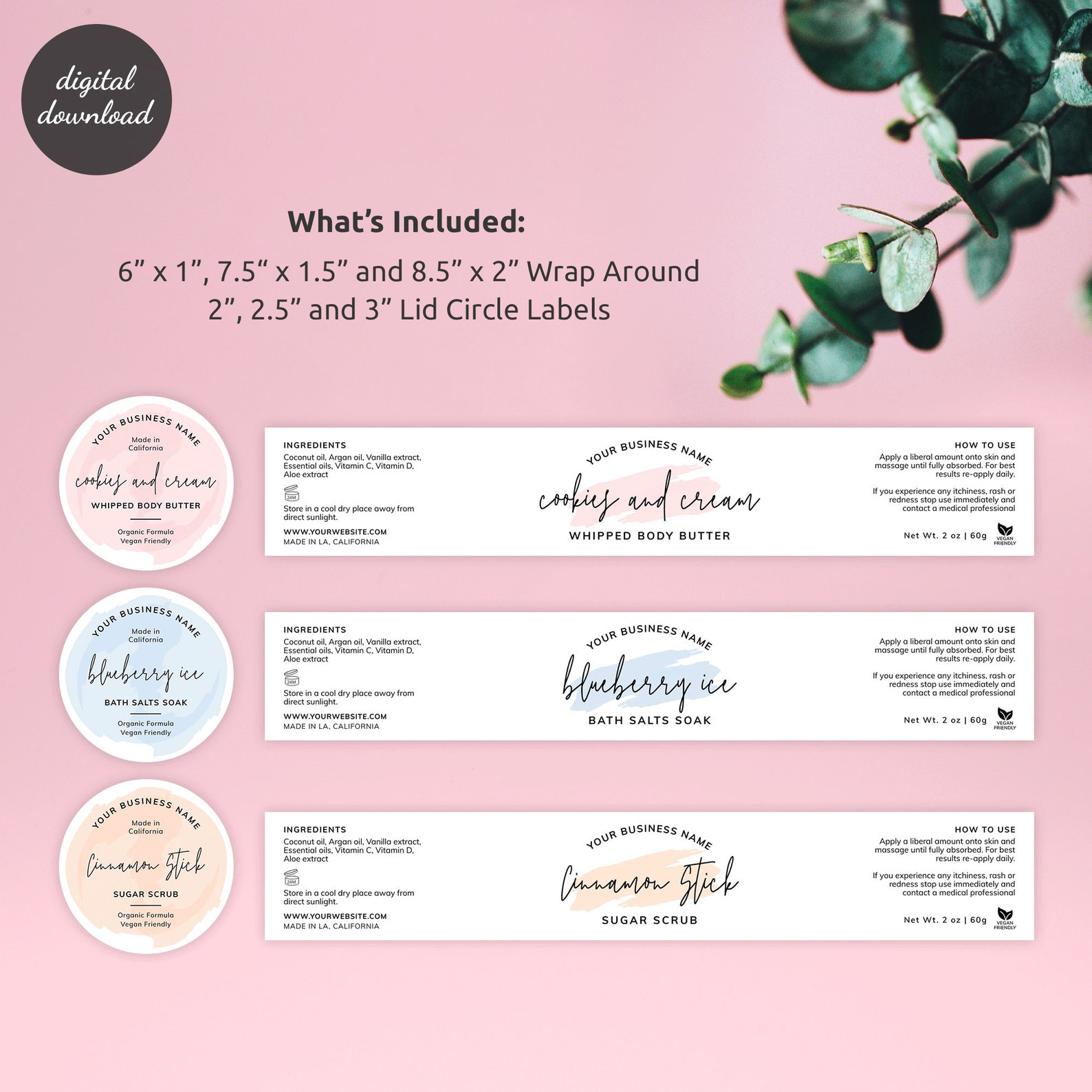 Editable Jar Label Template Cosmetics Jar Wrapper Labels - Etsy
