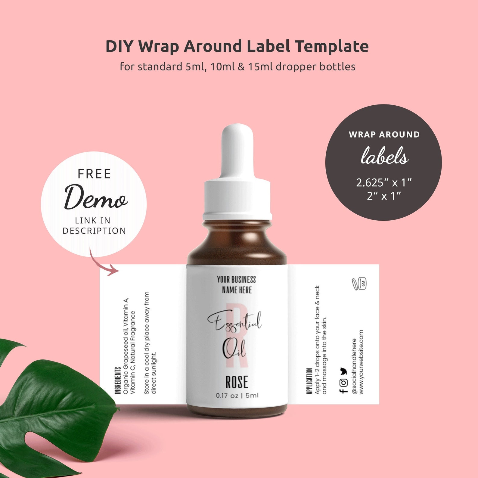 Essential Oil Bottle Label Template Editable 5ml 10ml 15ml - Etsy