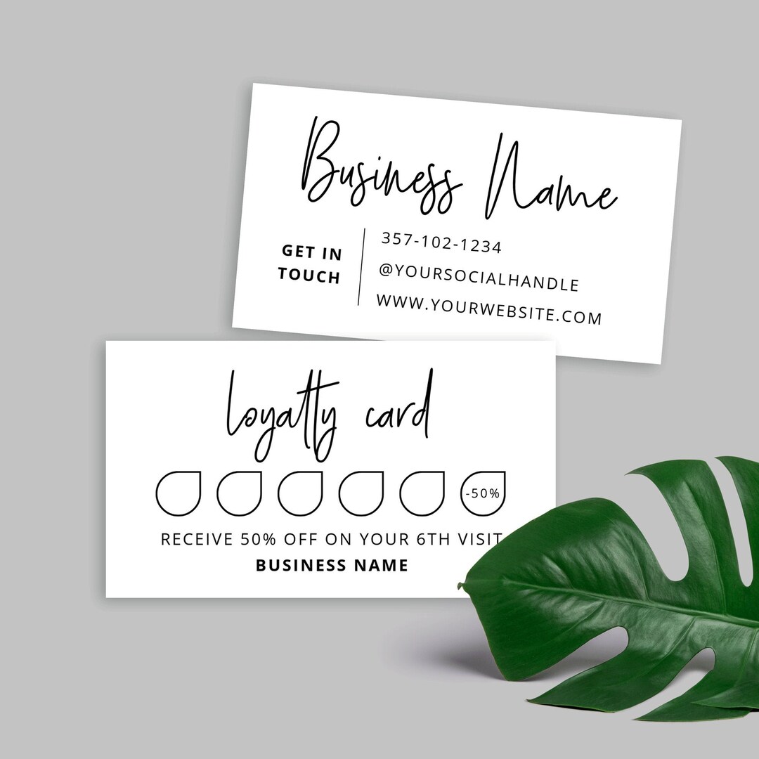 Printable Loyalty Card, Simple Customer Rewards Card Template, Editable ...