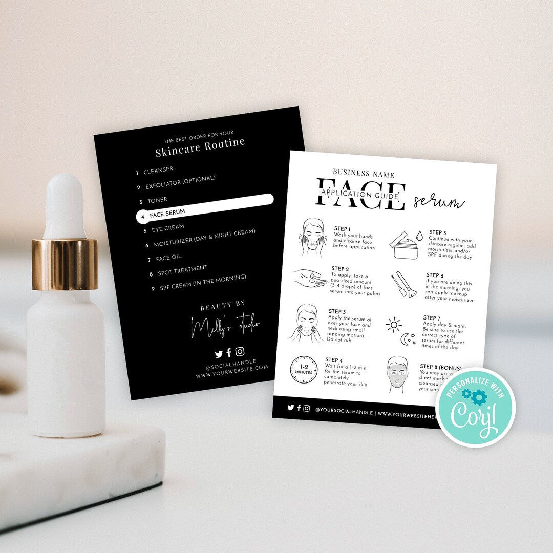 Face Serum Application Instructions Template, Minimal Skin Treatment ...