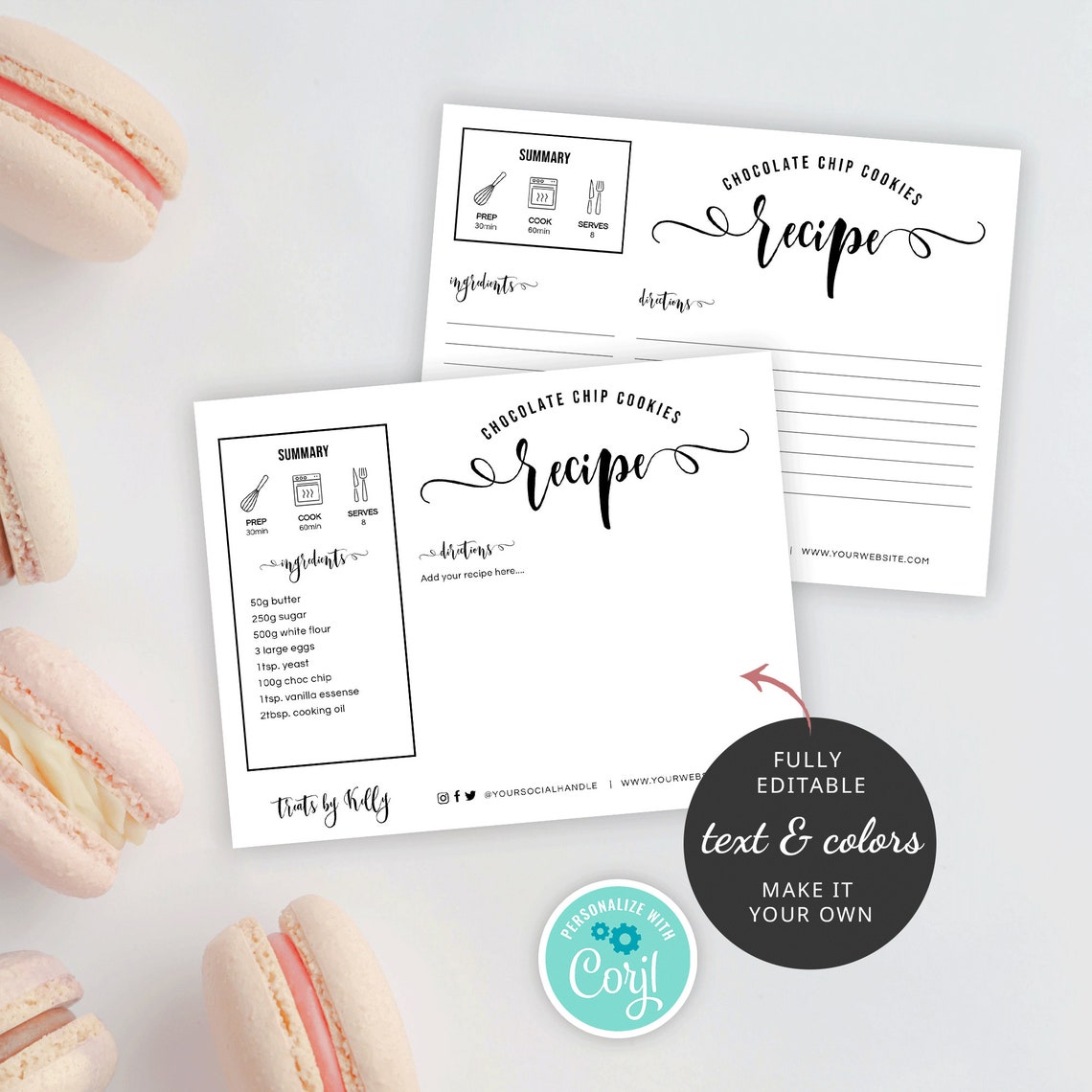 Printable Recipe Card Template Baker Recipe Note - Etsy