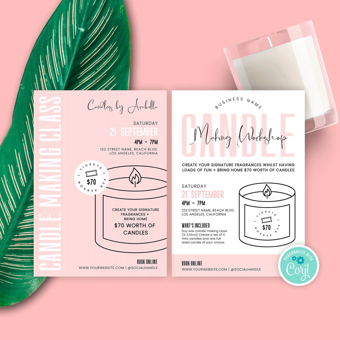 Candle Making Marketing Template Feminine Candle Class Promo - Etsy