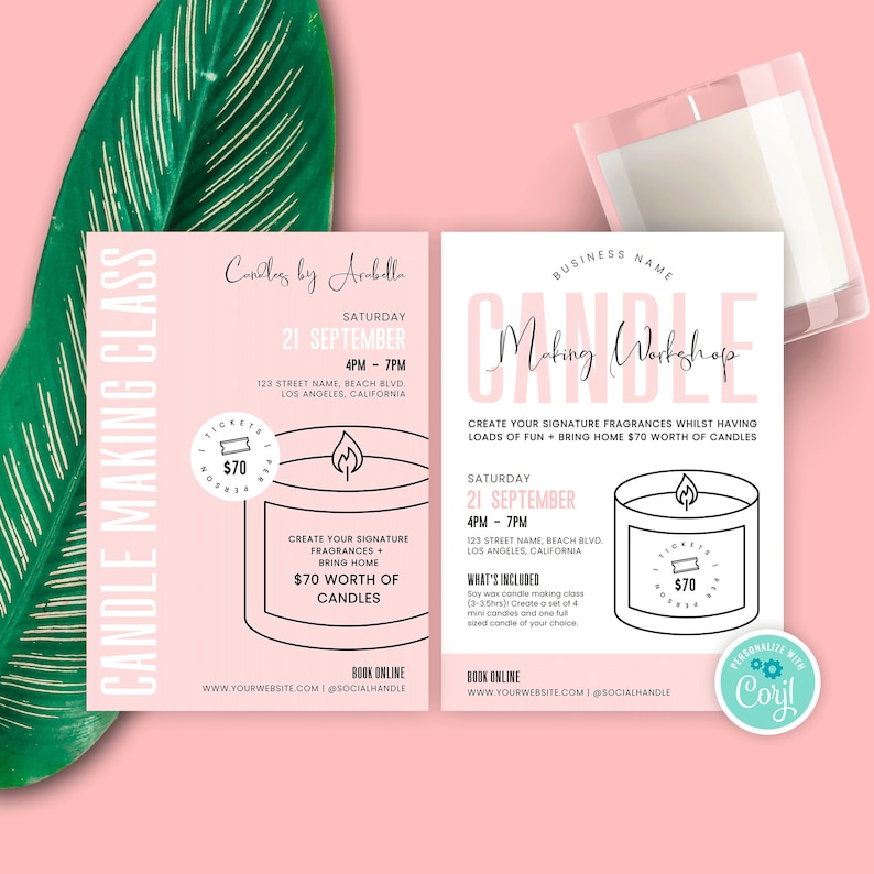 Candle Making Marketing Template Feminine Candle Class Promo - Etsy