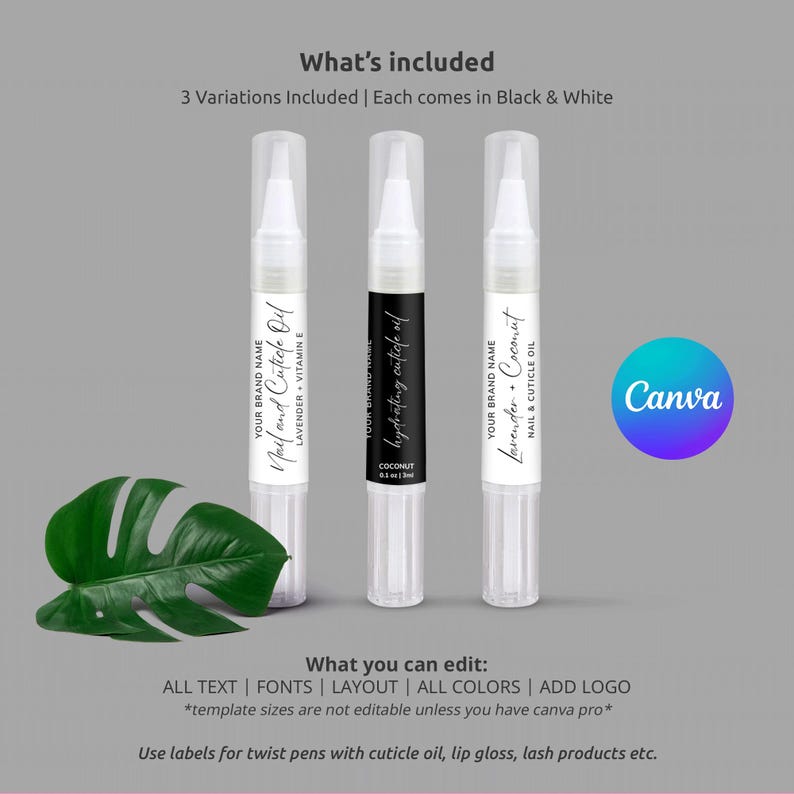 Cuticle Oil Pen Label Canva Template, Minimalist Customizable Cosmetic ...