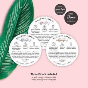 DIY Balloons Warning Label Template, Printable Choking Hazard Sticker 1 ...