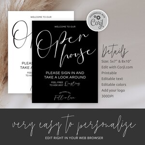 Minimalist Open House Welcome Sign Template, Editable Property Open Day ...