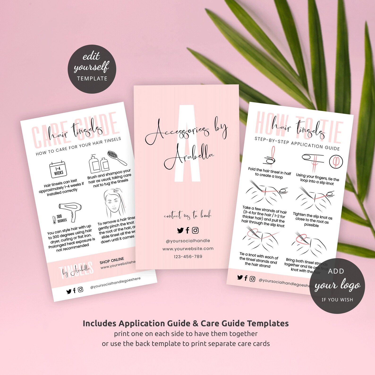 Hair Tinsels Application Guide Template Editable Tinsel Hair | Etsy