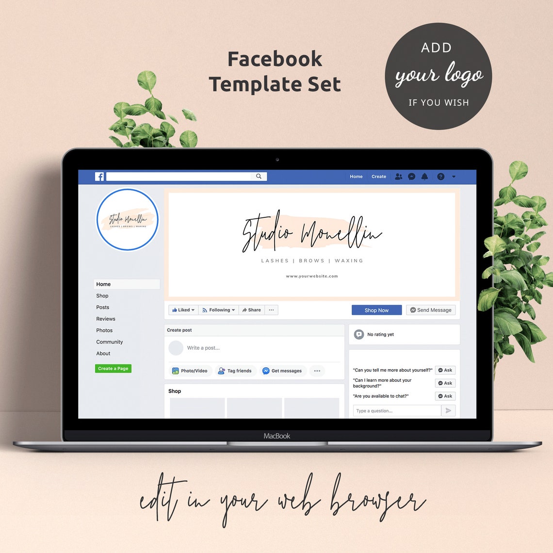 Editable Facebook Page Cover Template, DIY Facebook Header Image ...