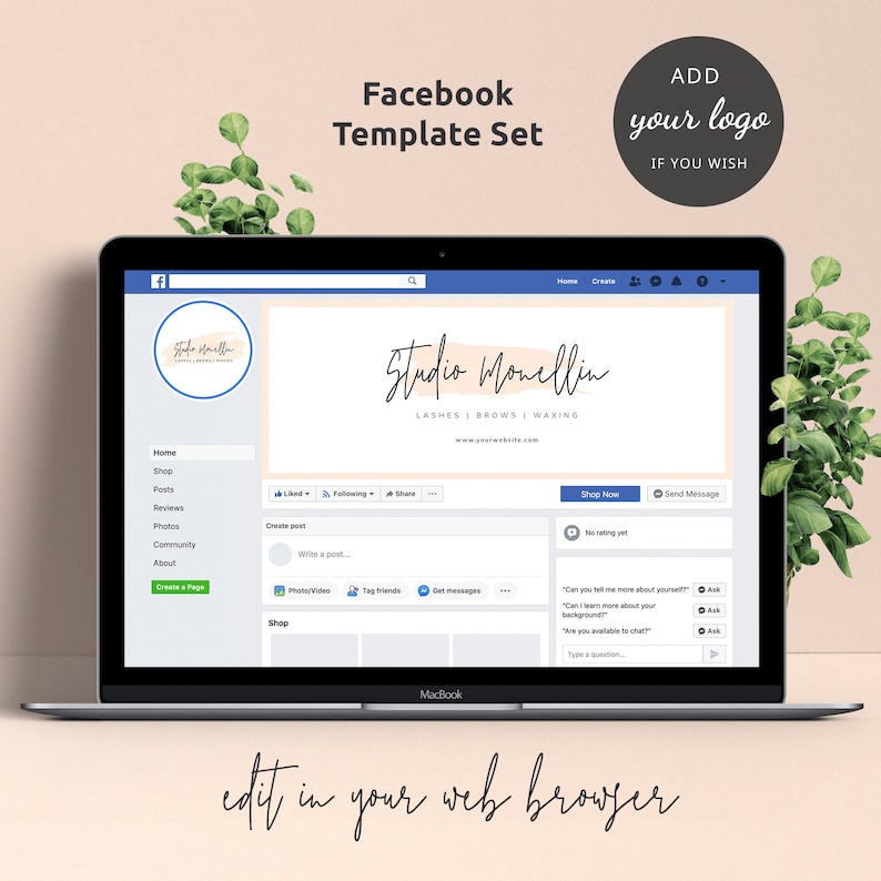 Editable Facebook Page Cover Template DIY Facebook Header | Etsy