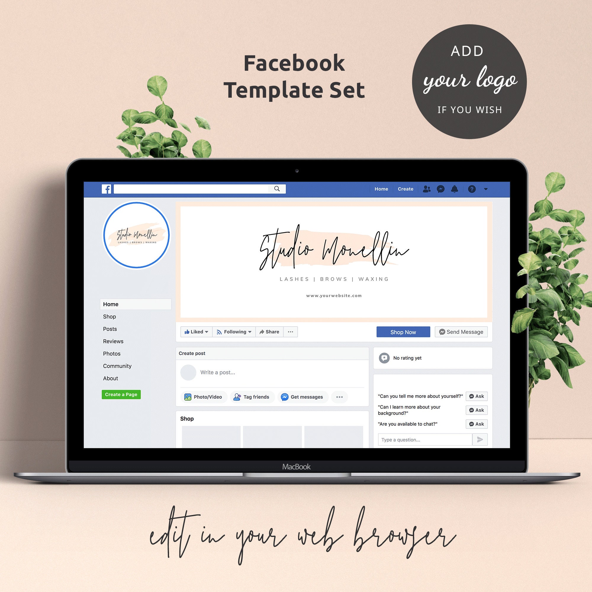 Editable Facebook Page Cover Template, DIY Facebook Header Image ...
