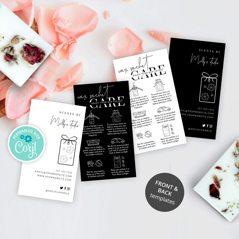 Wax Sachet Care Card Template Customizable Fragrance Pomander - Etsy
