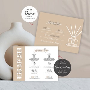 Editable Reed Diffuser Care Card Template, Minimalist Room Diffuser ...
