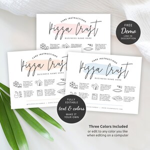 Pizza Crust Care Card Template, Custom Sourdough Pizza Base ...