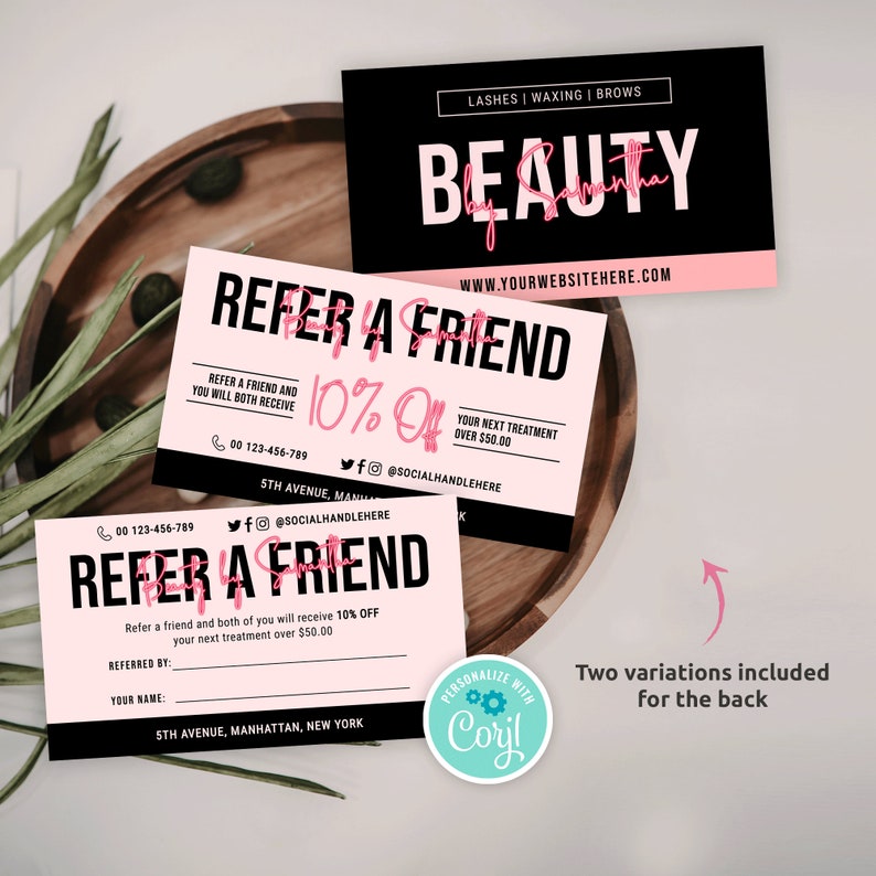 Neon Text Refer a Friend Template, Modern Client Referral Card ...