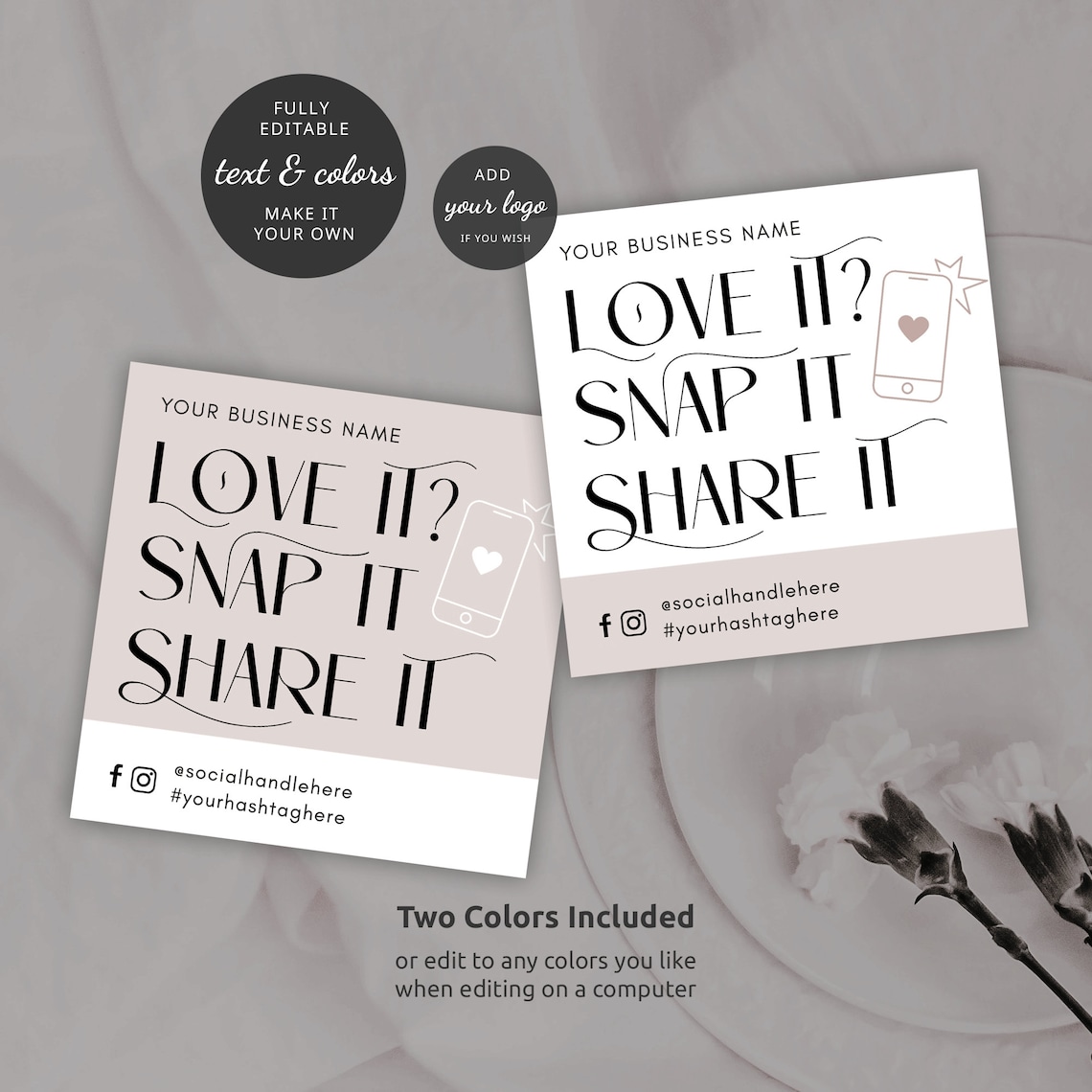 Custom Love Snap Share Card Template Modern Share on Social - Etsy